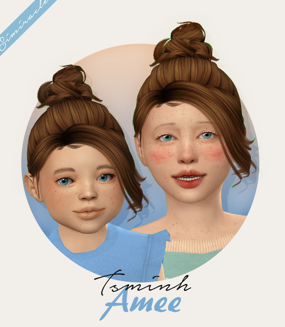 Simiracle: Tsminh`s Amee Hair retextured - kids version - Sims 4 Hairs