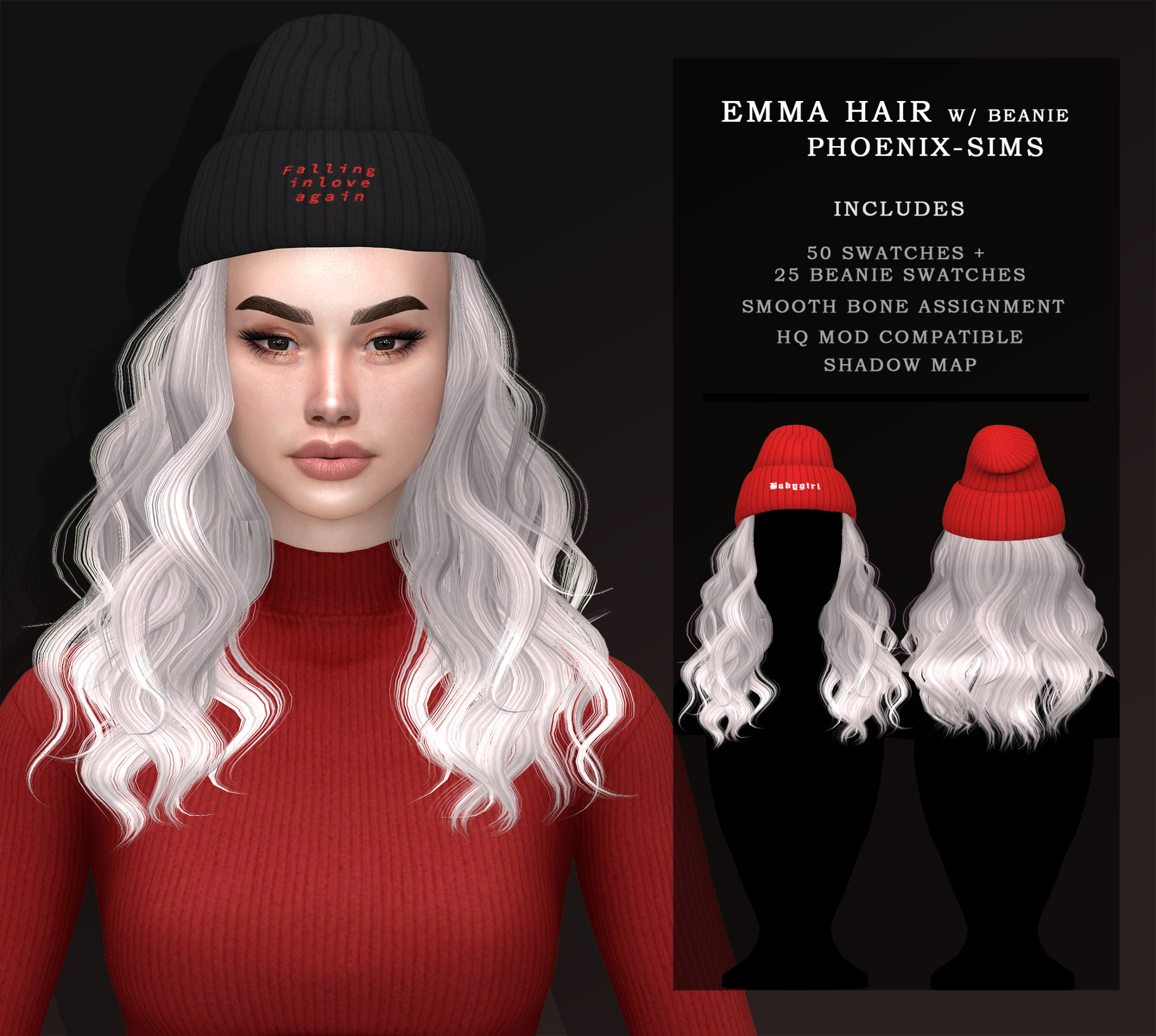Phoenix Sims: Emma Hair - Sims 4 Hairs