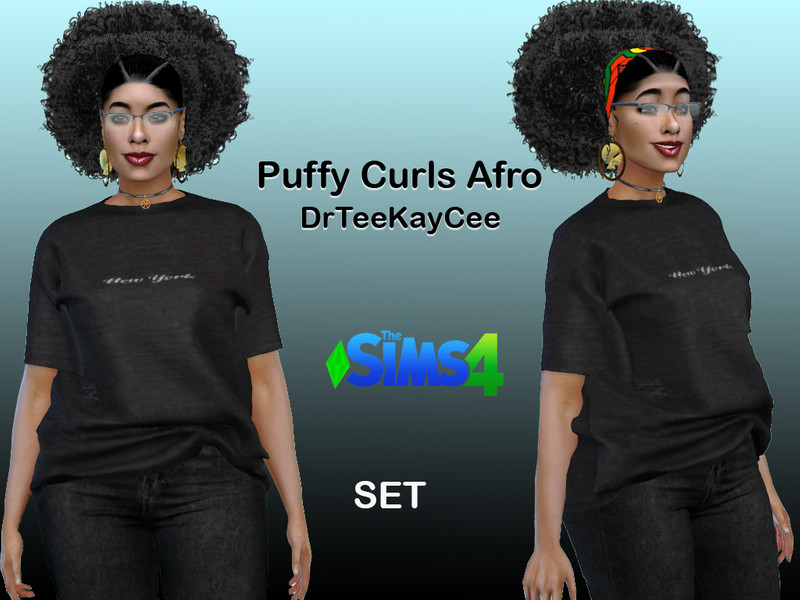 The Sims Resource: Puffy Curls Set Hair by drteekaycee - Sims 4 Hairs