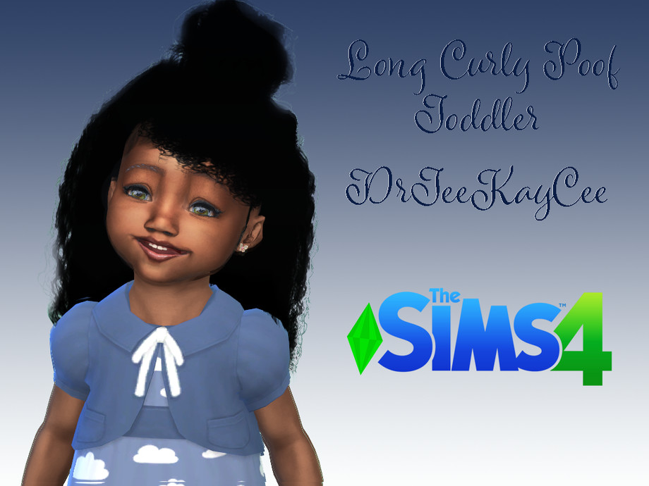 The Sims Resource: Long Curly Poof Hair by drteekaycee - Sims 4 Hairs