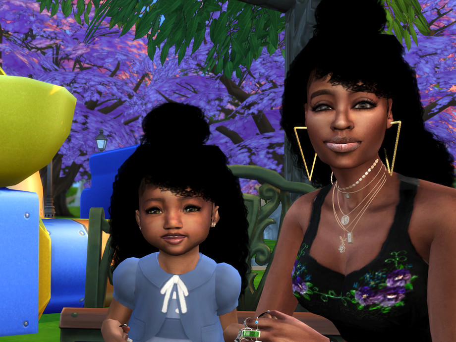 The Sims Resource: Long Curly Poof Hair by drteekaycee - Sims 4 Hairs