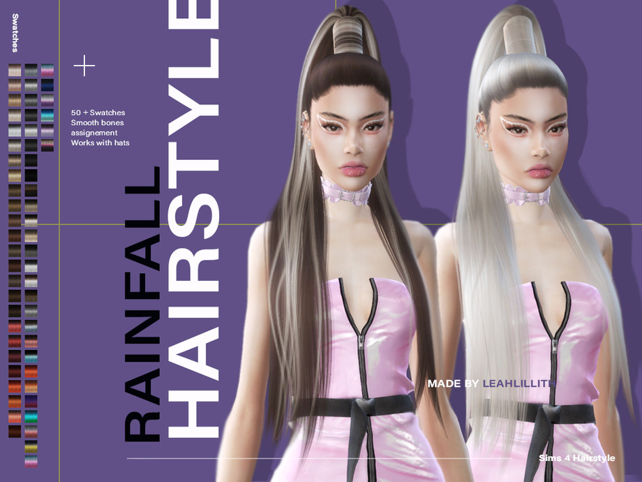 The Sims Resource: Rainfall Hair by LeahLillith - Sims 4 Hairs
