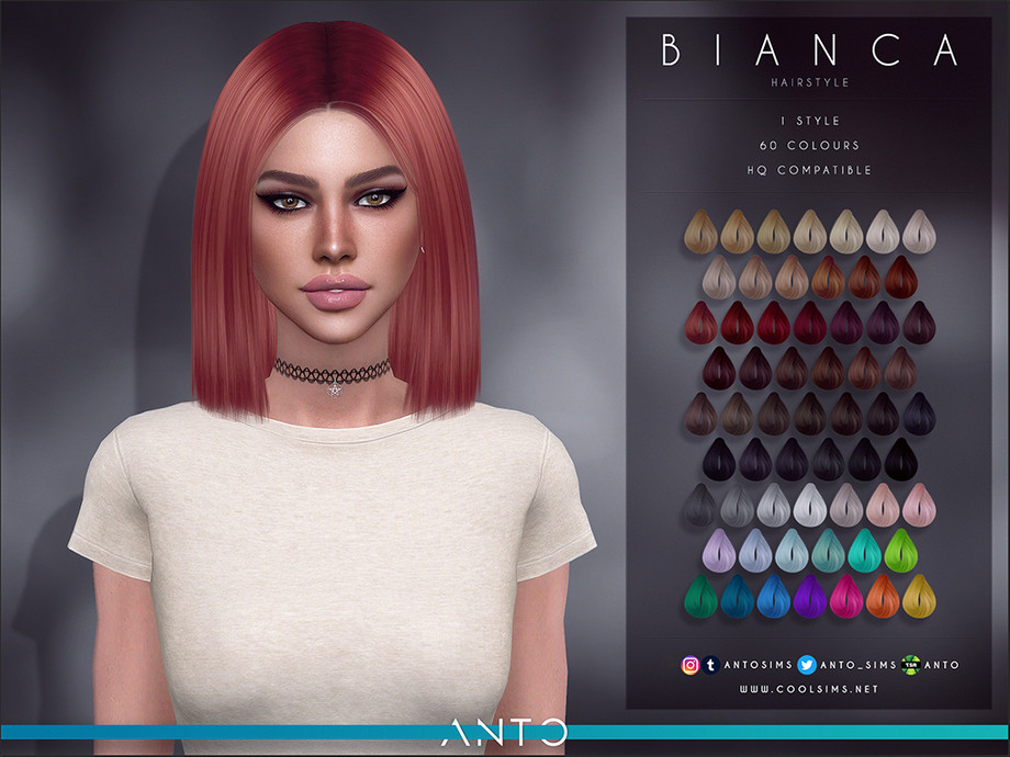The Sims Resource: Bianca Hair by Anto - Sims 4 Hairs