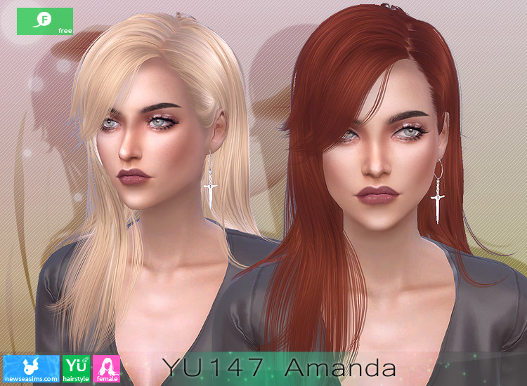 NewSea: YU147 Amanda Hair - Sims 4 Hairs