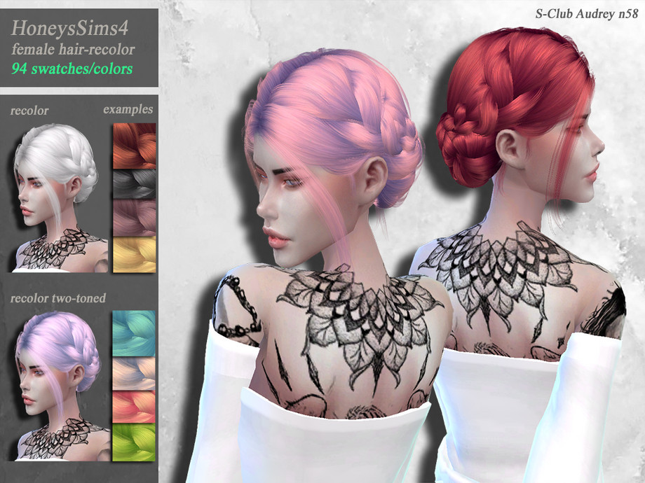 The Sims Resource: S-Club`s Audrey N58 hair recolored by HoneysSims4 ...