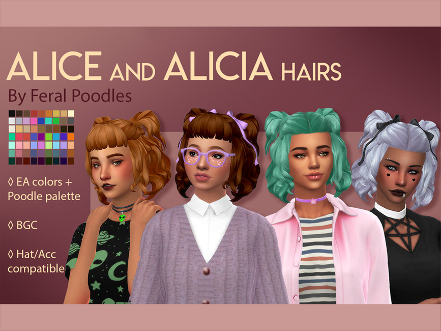 The Sims Resource: Alice Hair by feralpoodles - Sims 4 Hairs