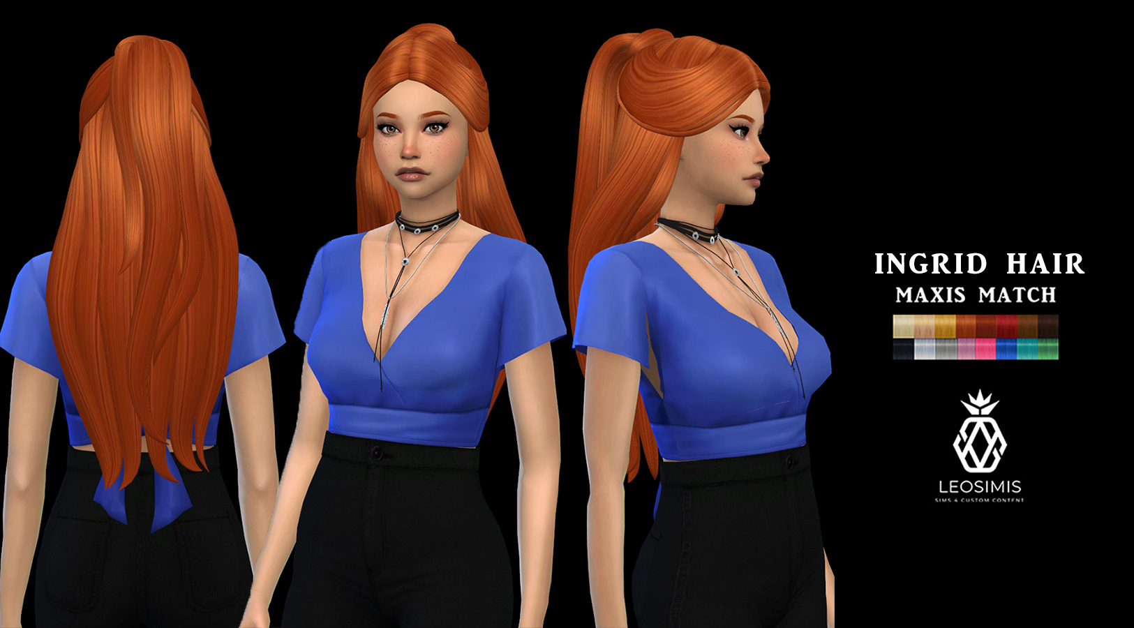 Leo 4 Sims: Ingrid hair recolored - Sims 4 Hairs