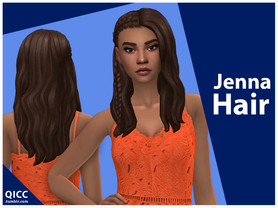 The Sims Resource: Jenna Hair by qicc - Sims 4 Hairs