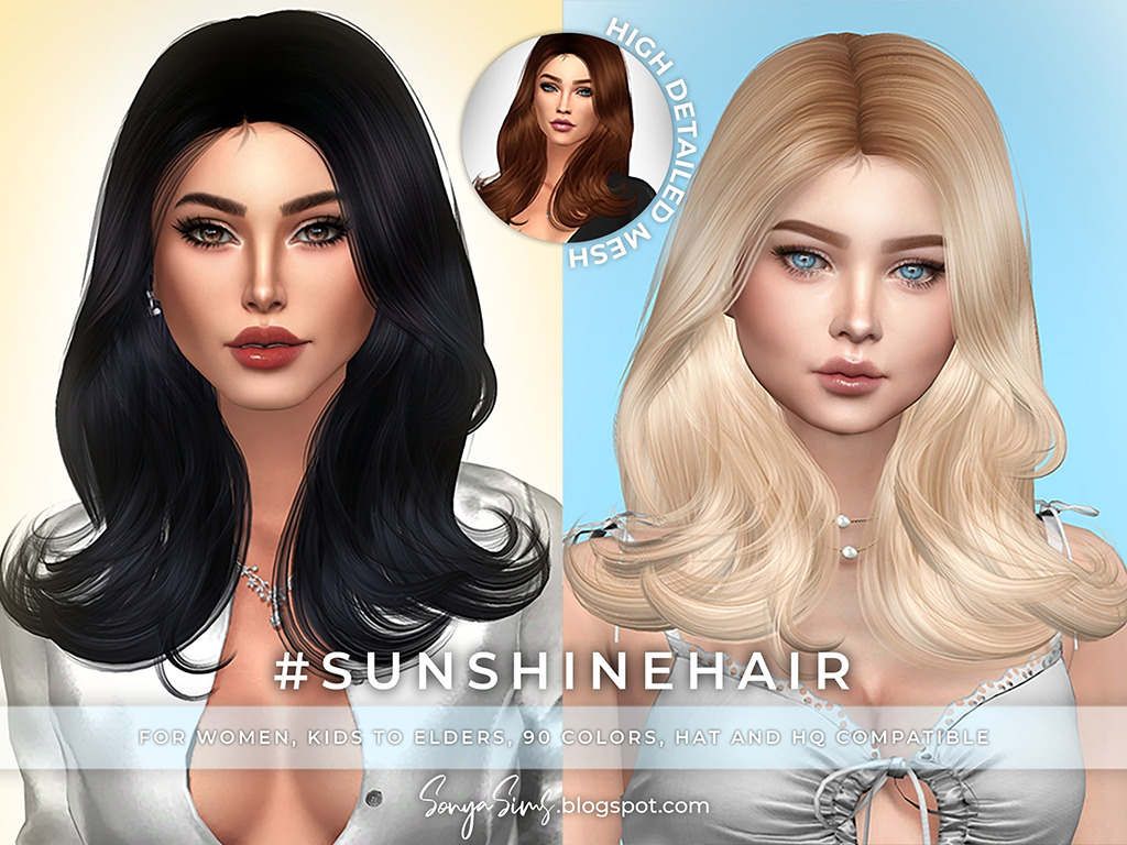 Sonya Sims: Anna, Cosmic Conflict and Sunshine Hairs - Sims 4 Hairs