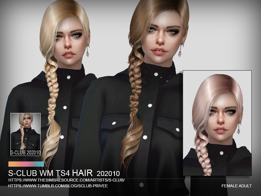 The Sims Resource: Hair 202010 by S-Club - Sims 4 Hairs