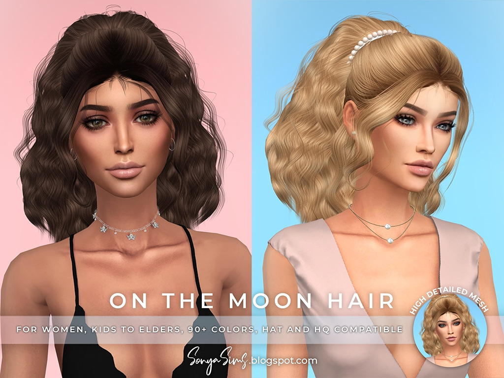 Sonya Sims: On the Moon Hair and Day-Star Hair - Sims 4 Hairs