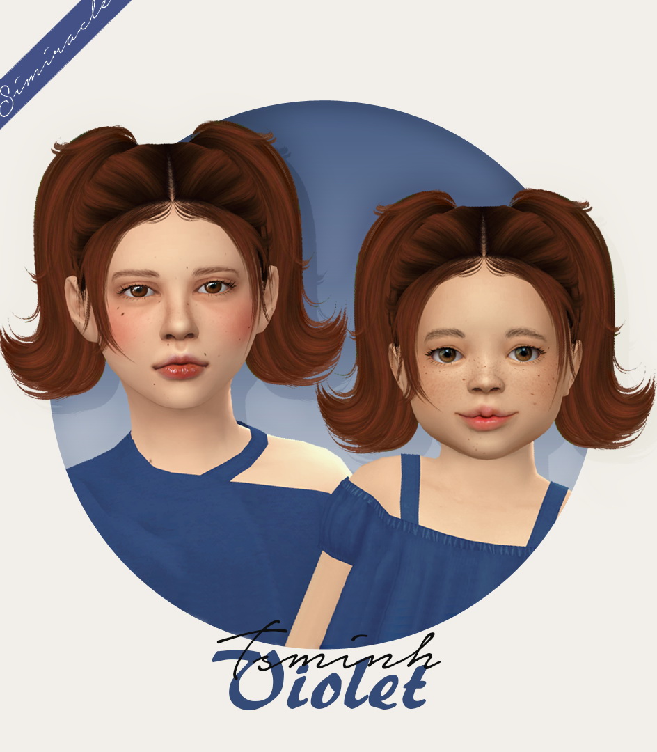 Simiracle: Tsminh `s Violet Hairstyle Retextured For Girls - Sims 4 Hairs