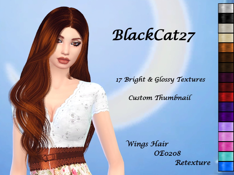 The Sims Resource: Wings OE0208 Hair Retextured by BlackCat27 - Sims 4 ...