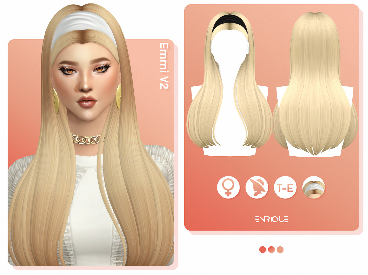 Emmi V2 Hairstyle ~ Enrique - Sims 4 Hairs