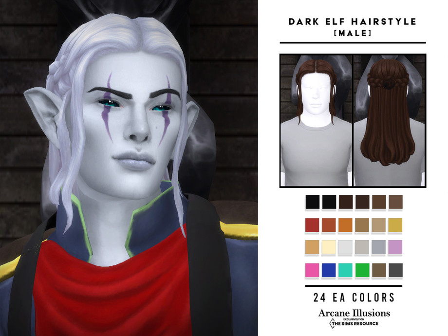 Arcane Illusions - Dark Elf Hair ~ The Sims Resource - Sims 4 Hairs