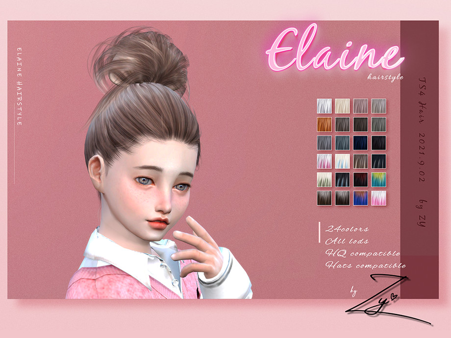 Elaine hairstyle by Zy ~ The Sims Resource - Sims 4 Hairs