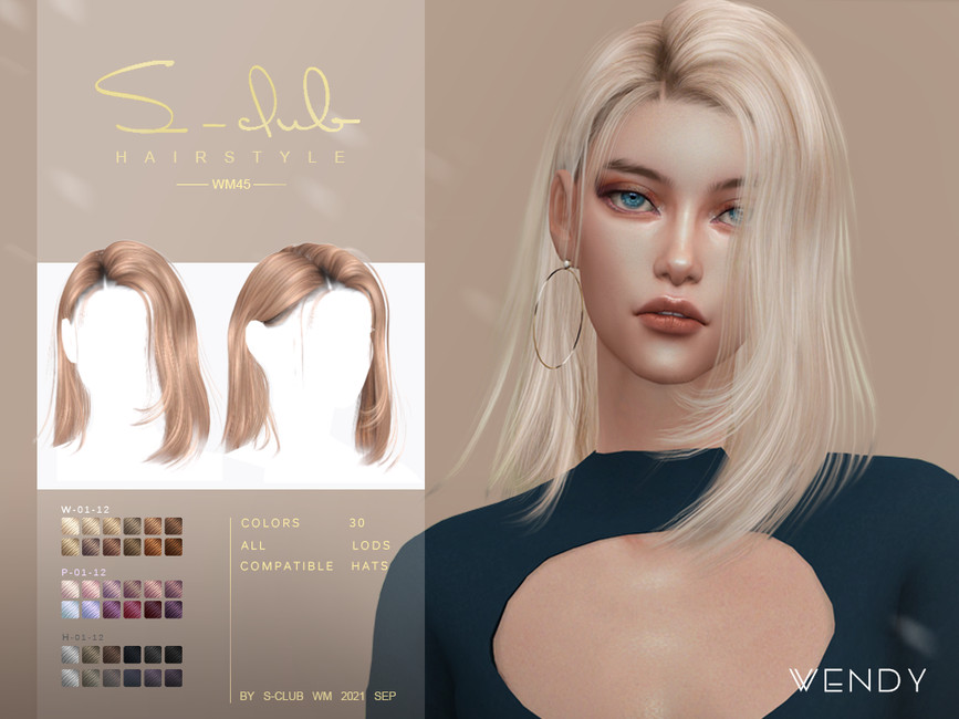 Medium straight hair ~ The Sims Resource - Sims 4 Hairs